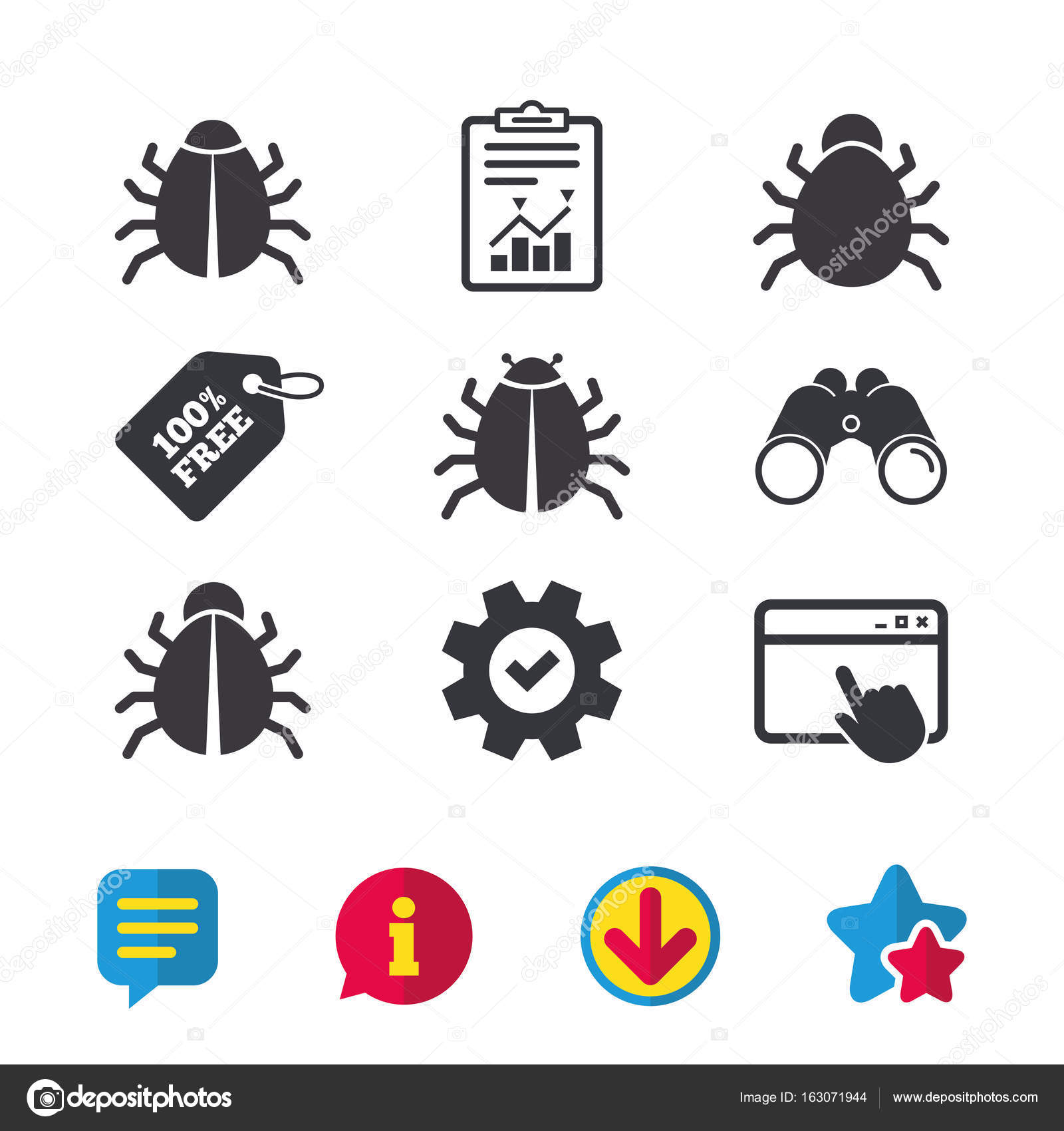 Bugs signs. Virus software error icons. Stock Vector by ©Blankstock ...