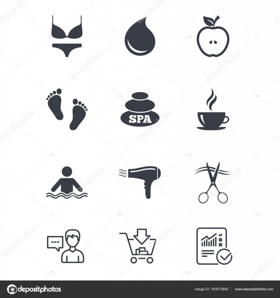 Spa, hairdressing icons. Swimming pool sign. Stock Vector by ...
