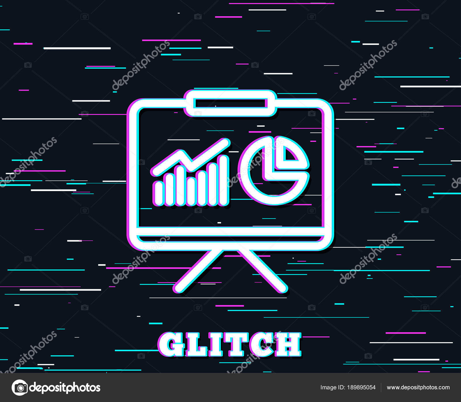 Glitch Effect Presentation Board Line Icon Report Chart Sales Growth Stock Vector Image by ...