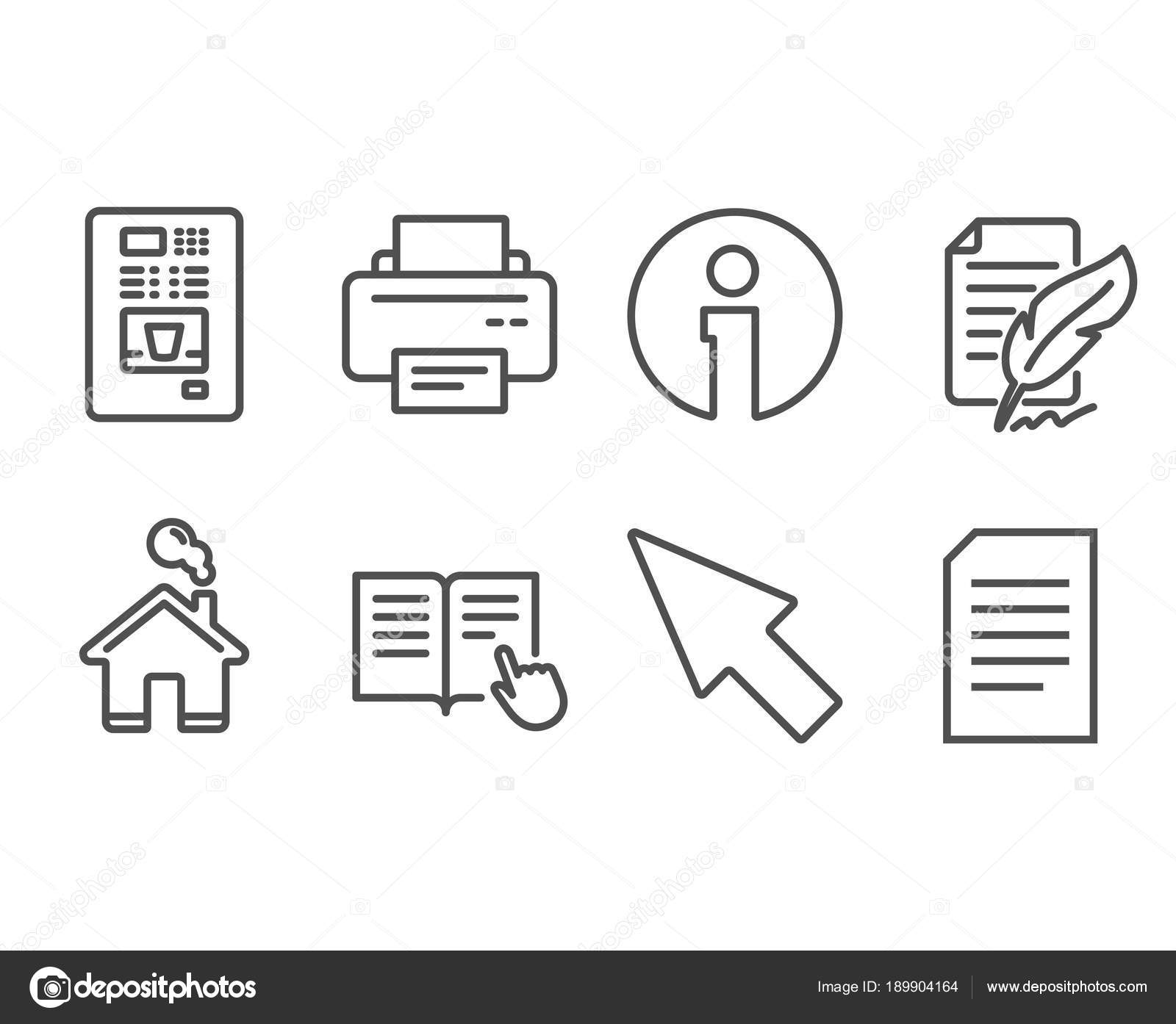 Set Feather Signature Mouse Cursor Read Instruction Icons Printer ...