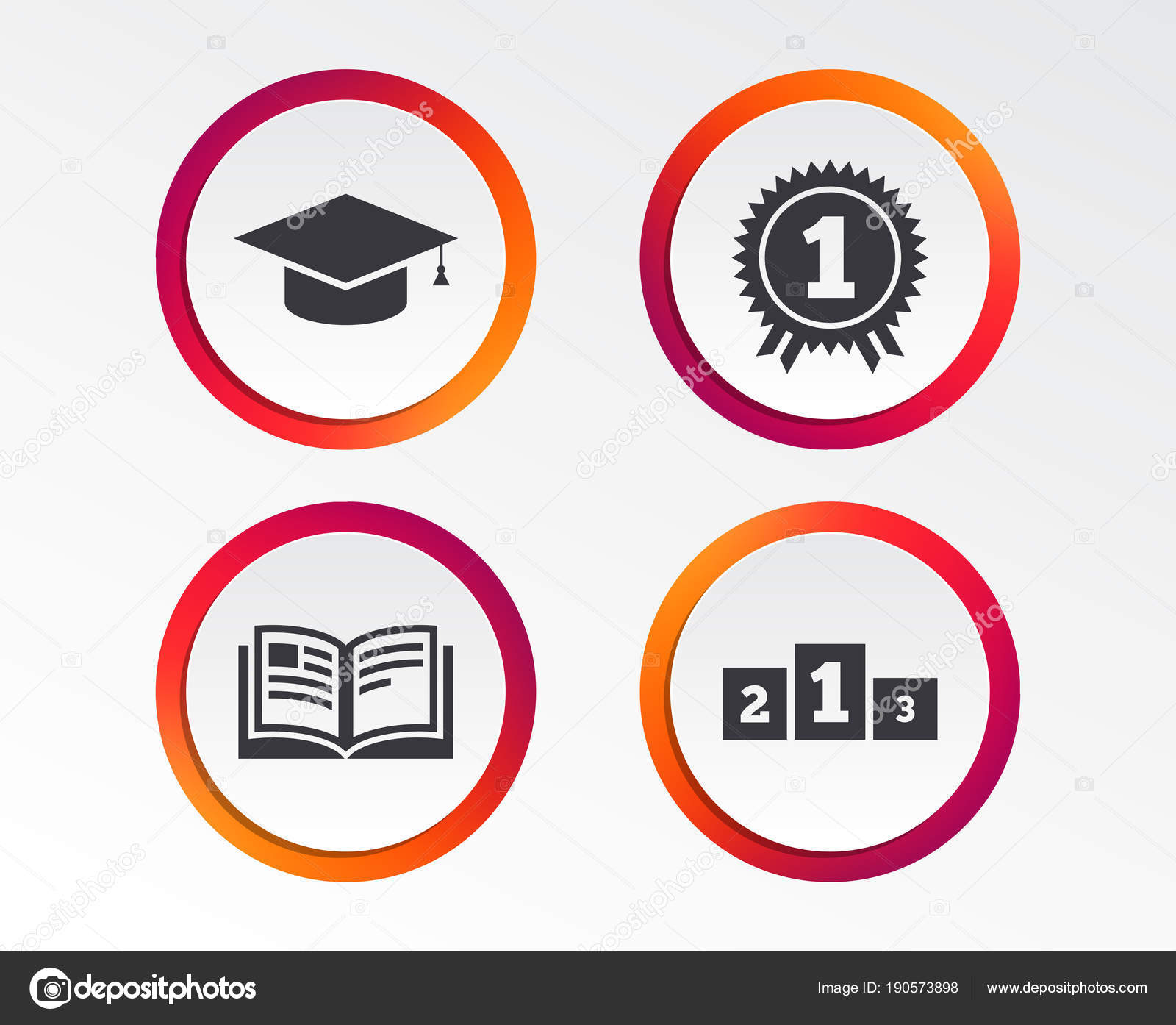 Graduation Icons Graduation Student Cap Sign Education Book Symbol ...