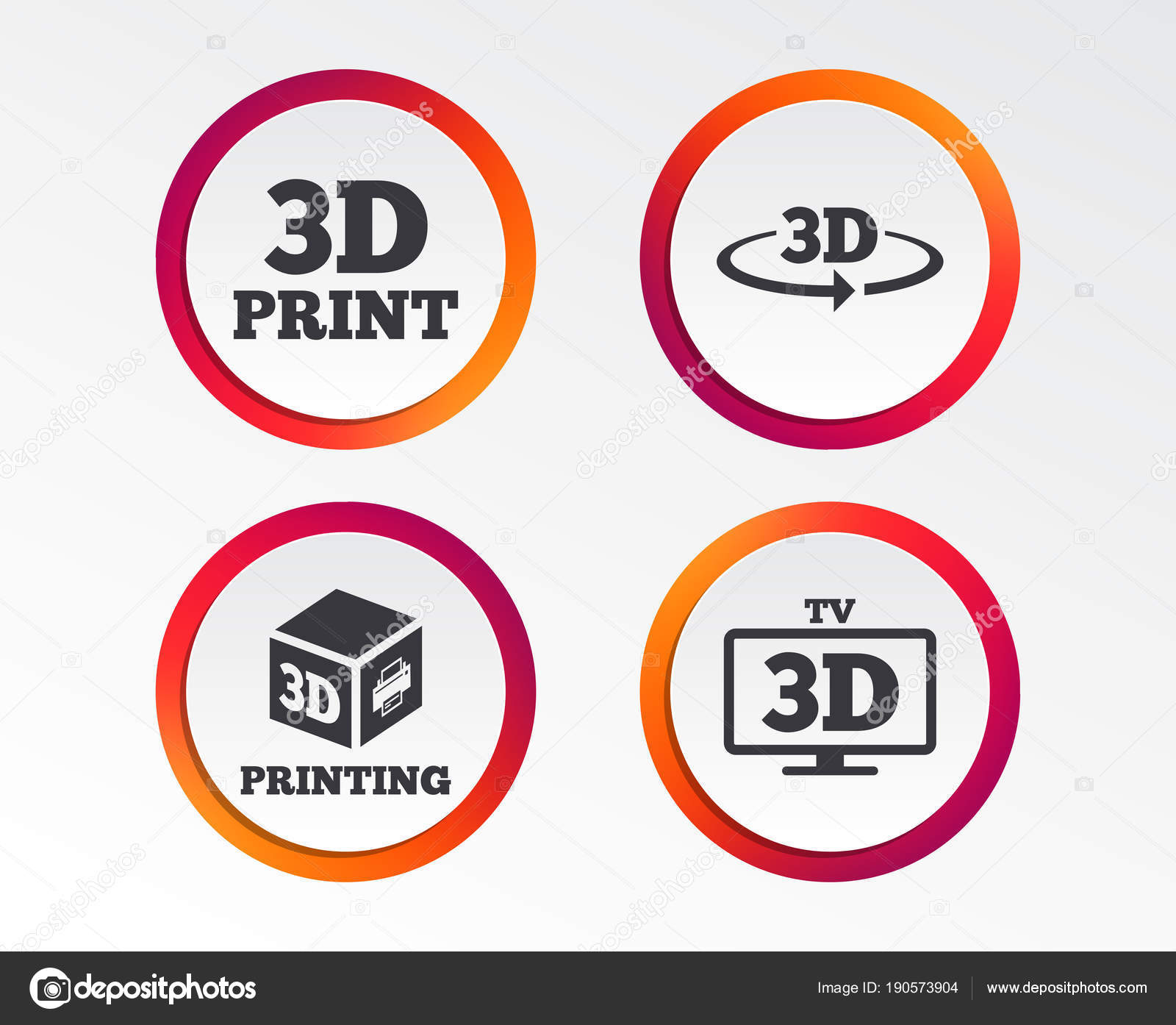 Technology Icons Printer Rotation Arrow Sign Symbols Print Cube ...