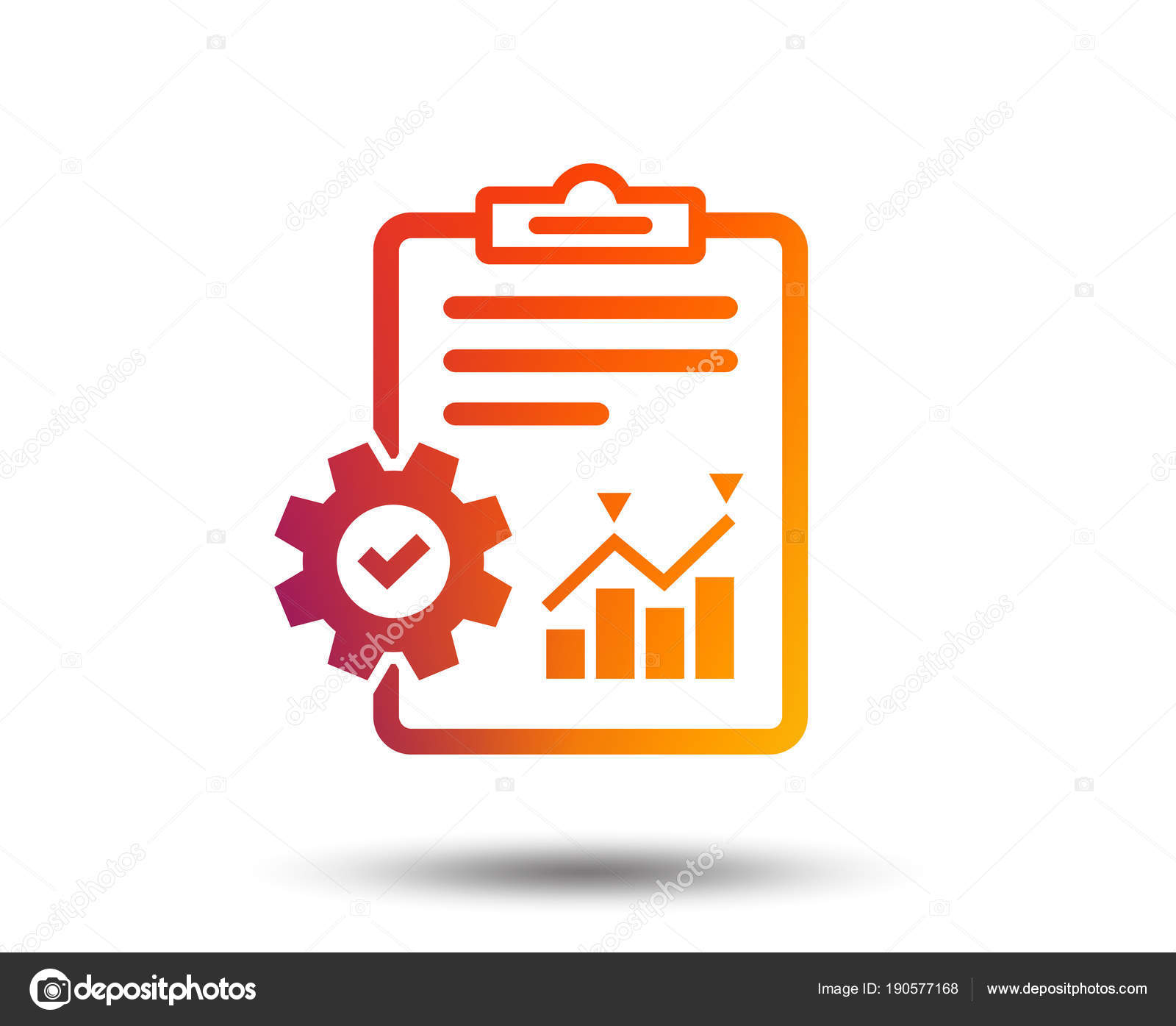 Project Management Icon Report Document Cogwheel Symbol File Charts ...