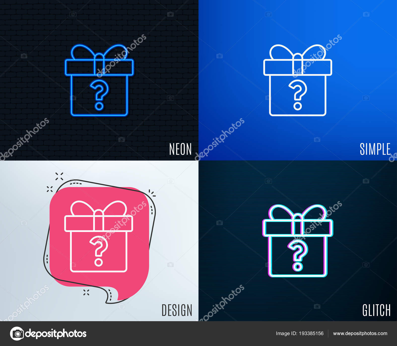 Gift Boxes Question Mark Line Icons Stock Vector by ©Blankstock 193385156