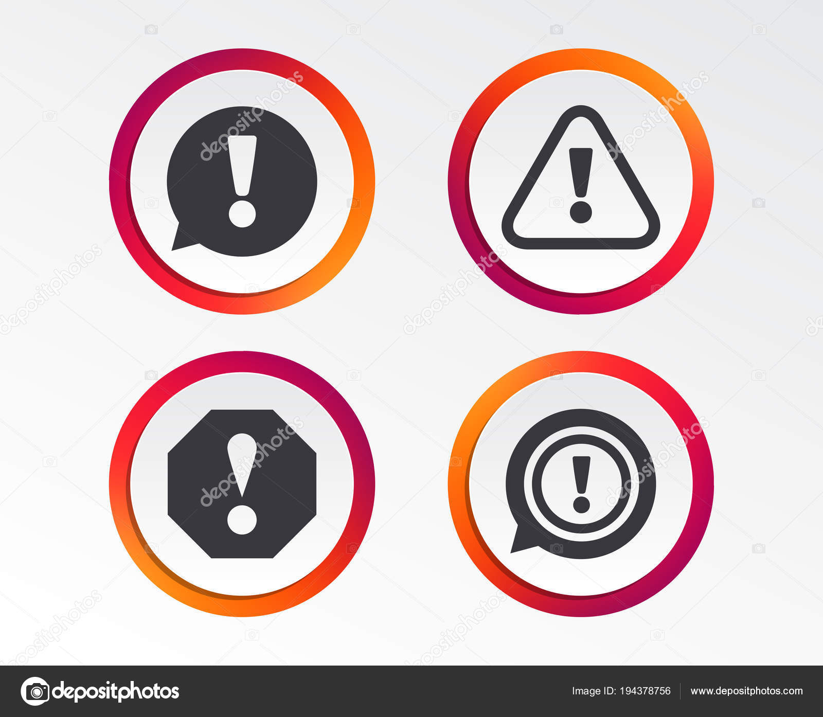 Perhatian Ikon Pernyataan Simbol Gelembung Ucapan Tanda Peringatan ...