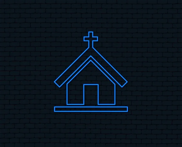 Neon light. Church icon. Christian religion symbol. Chapel with cross ...
