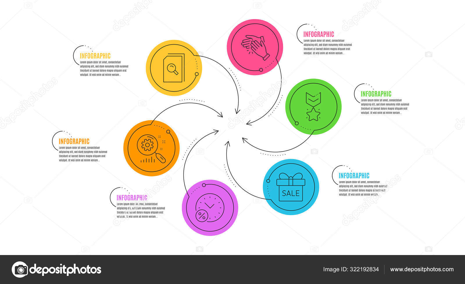 Clapping hands, Search files and Search statistics icons set. Sa Stock ...