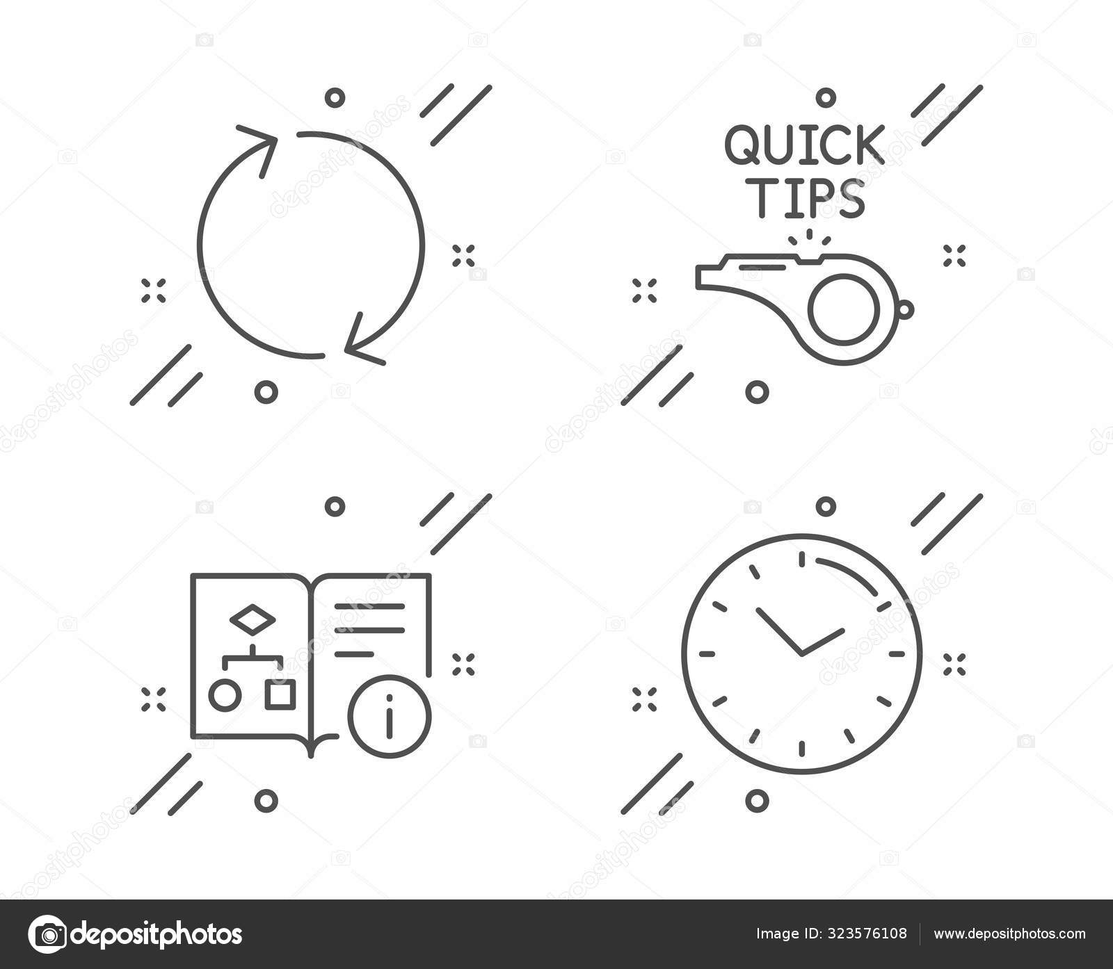 Technical algorithm, Tutorials and Refresh icons set. Time sign. Stock Vector Image by ...