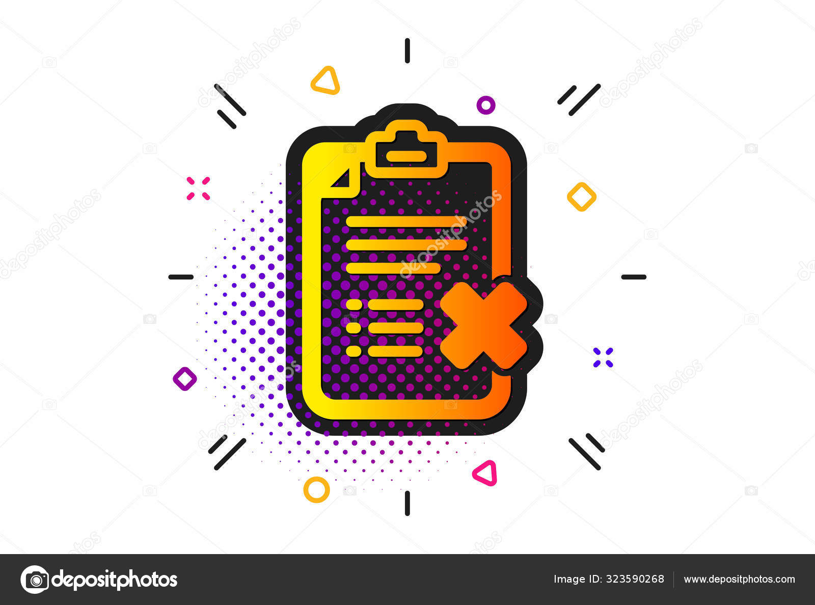 Reject checklist icon. Decline document sign. Vector Stock Vector Image ...