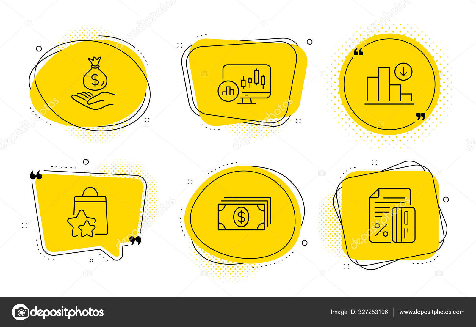 Banking, Decreasing graph and Candlestick chart icons set. Loyal Stock ...