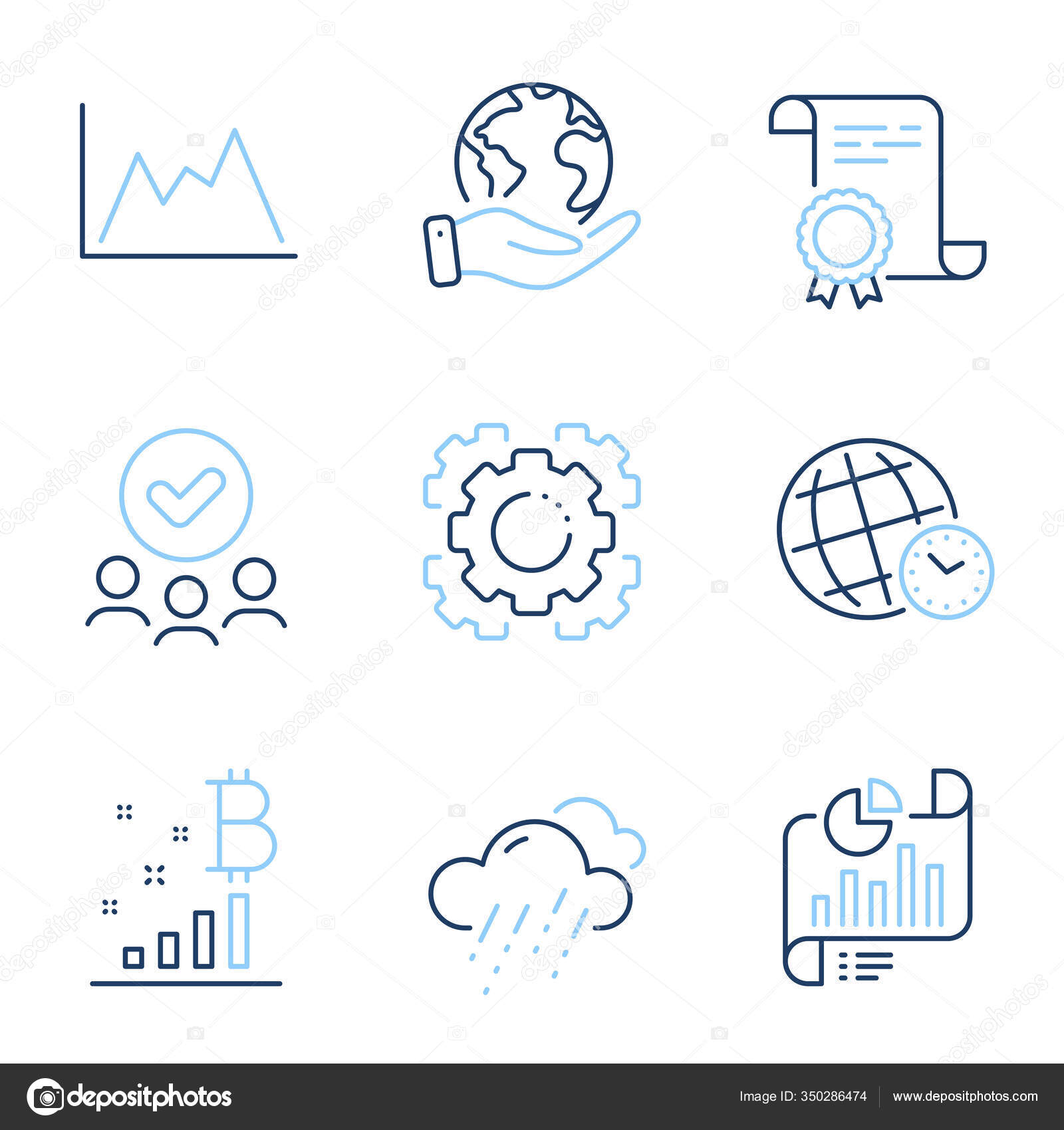 Time Zone Report Document Diagram Line Icons Set Diploma Certificate Stock Vector Image by ...