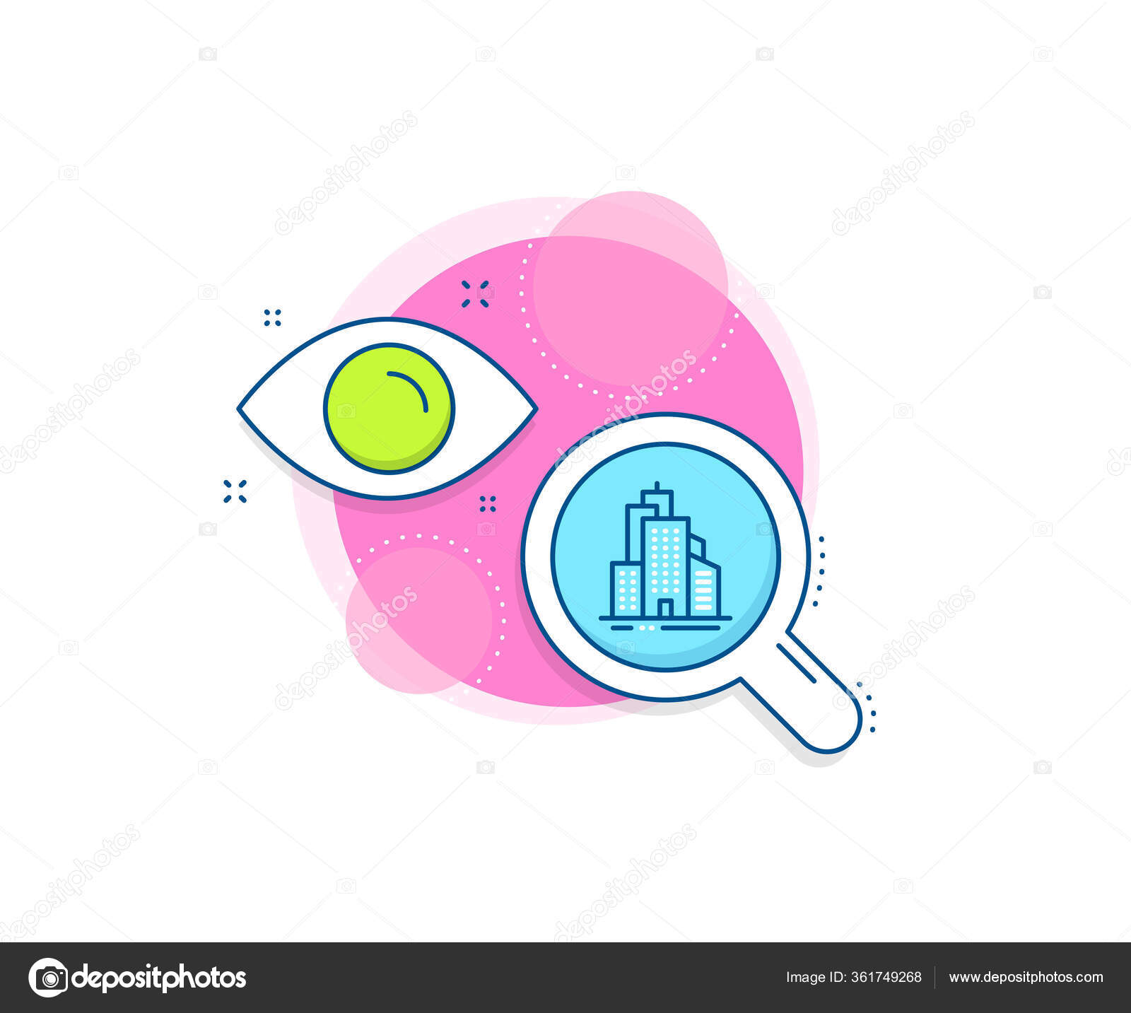 City Architecture Sign Research Complex Icon Skyscraper Buildings Line ...