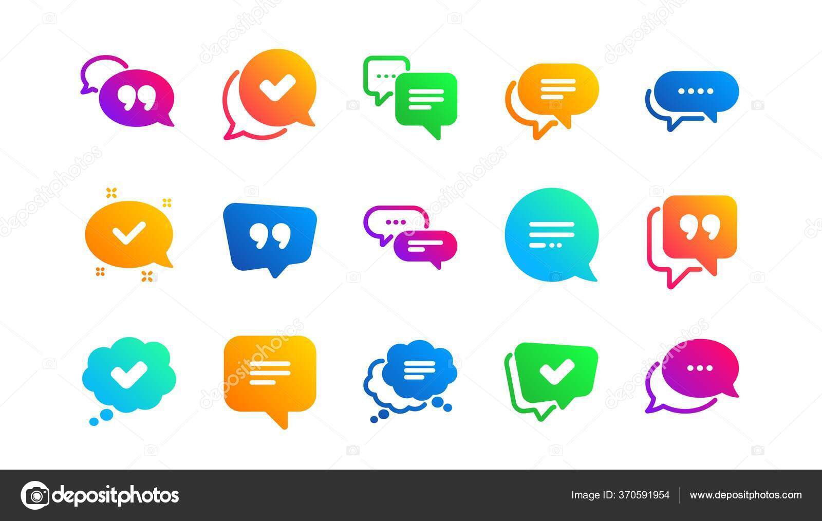 Approved Checkmark Box Social Media Message Chat Quote Icons Chat Stock ...