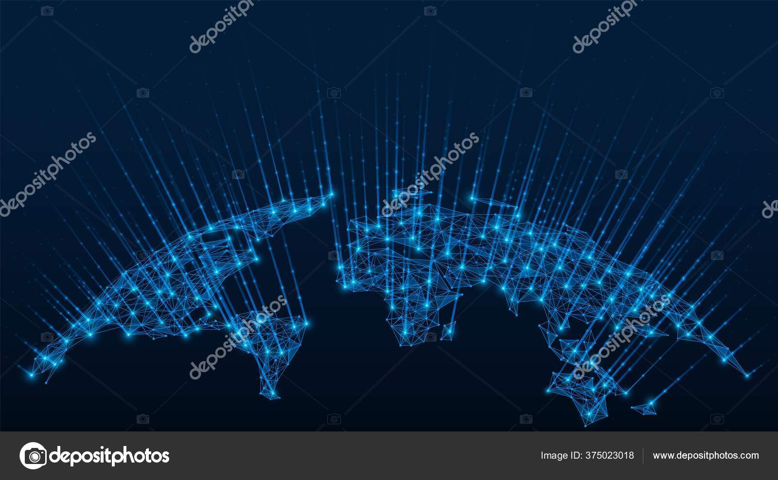 World Map Communication Technologies Satellite Communication Polygonal ...