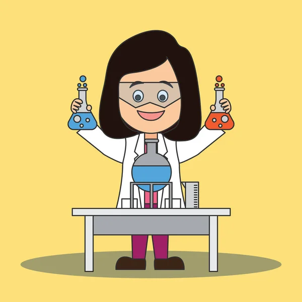 Scientist Woman Doing Research Analysis Laboratory Cartoon Character ...