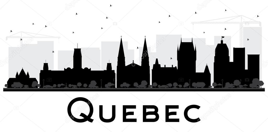 Quebec City skyline black and white silhouette. — Stock Vector ...