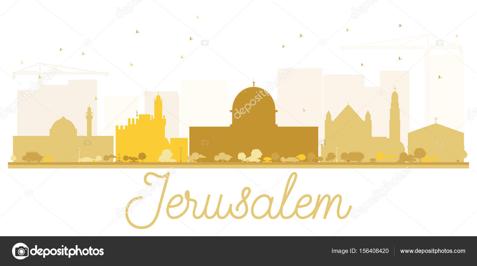 Jerusalem City skyline golden silhouette. Stock Vector by ©booblgum ...