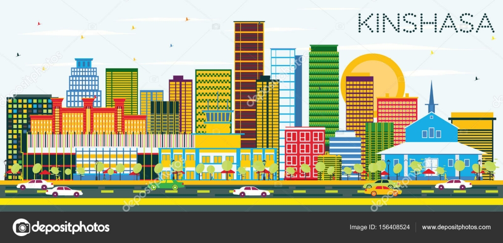 Kinshasa Skyline with Color Buildings and Blue Sky. Stock Vector Image ...