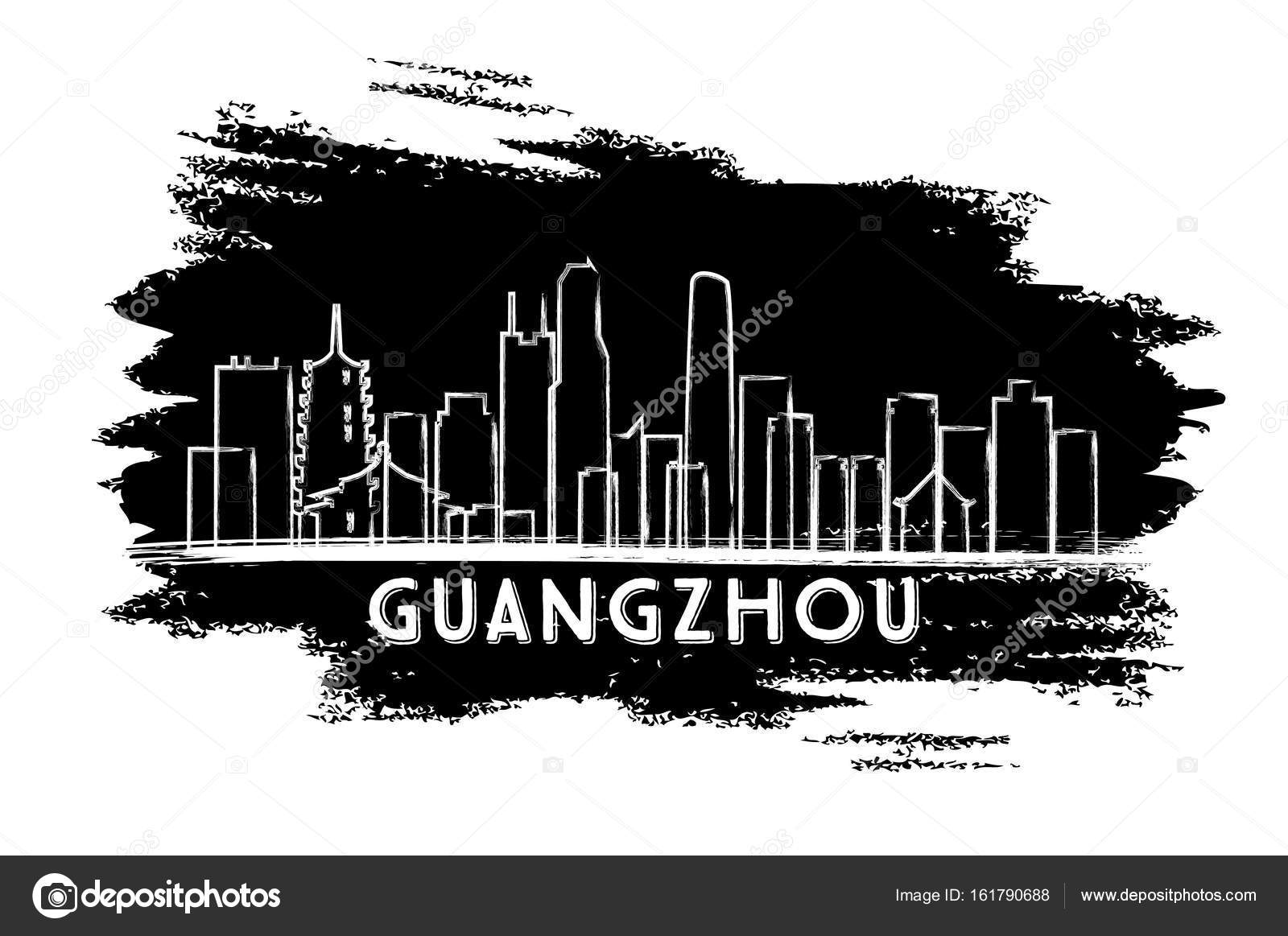 Guangzhou China Skyline Silhouette. Hand Drawn Sketch. Stock Vector ...