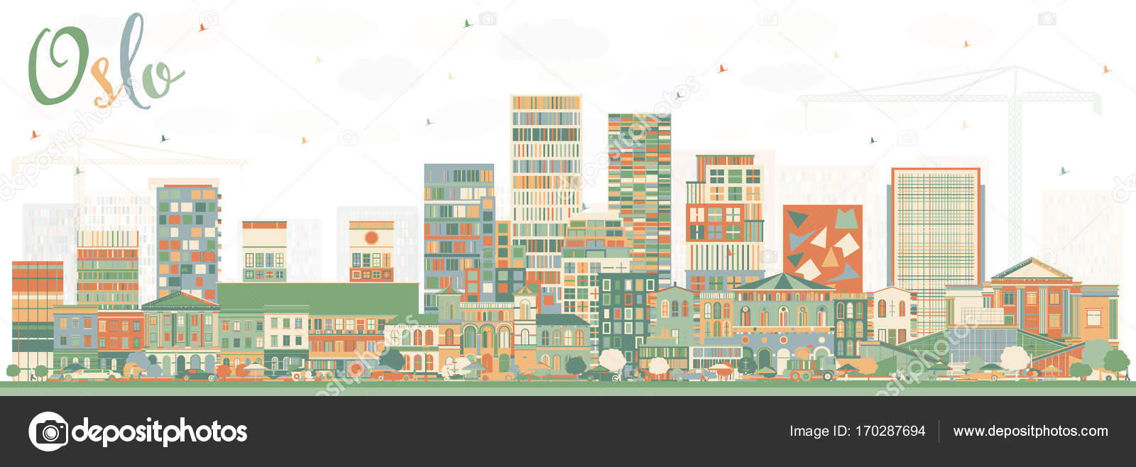 Oslo Norway Skyline with Color Buildings. Stock Vector Image by ...