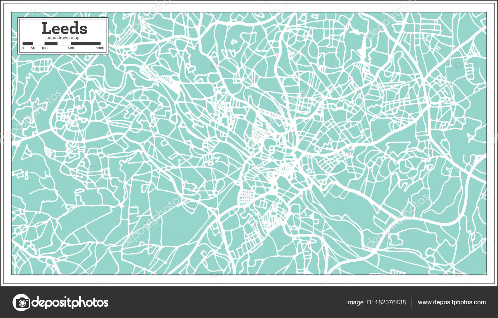 Leeds England City Map in Retro Style. Outline Map. Stock Vector by ...
