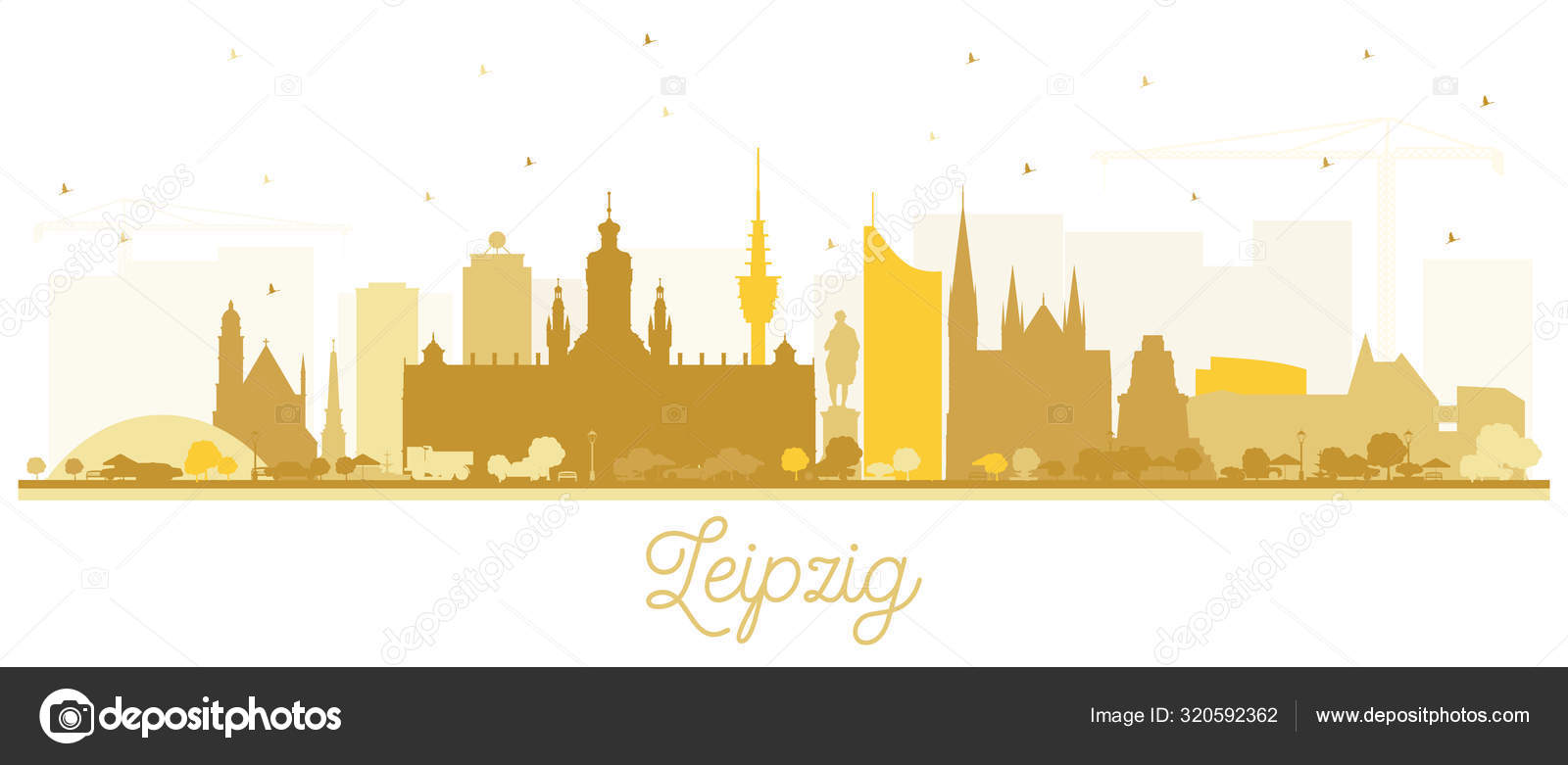 Leipzig Germany City Skyline Silhouette with Golden Buildings Is — Stock Vector © booblgum ...