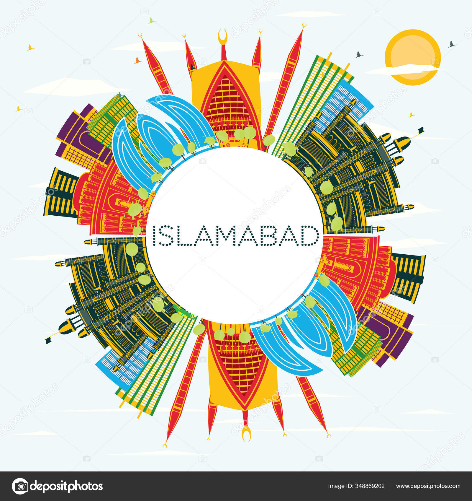 Islamabad Pakistan City Skyline Color Buildings Blue Sky Copy Space ...