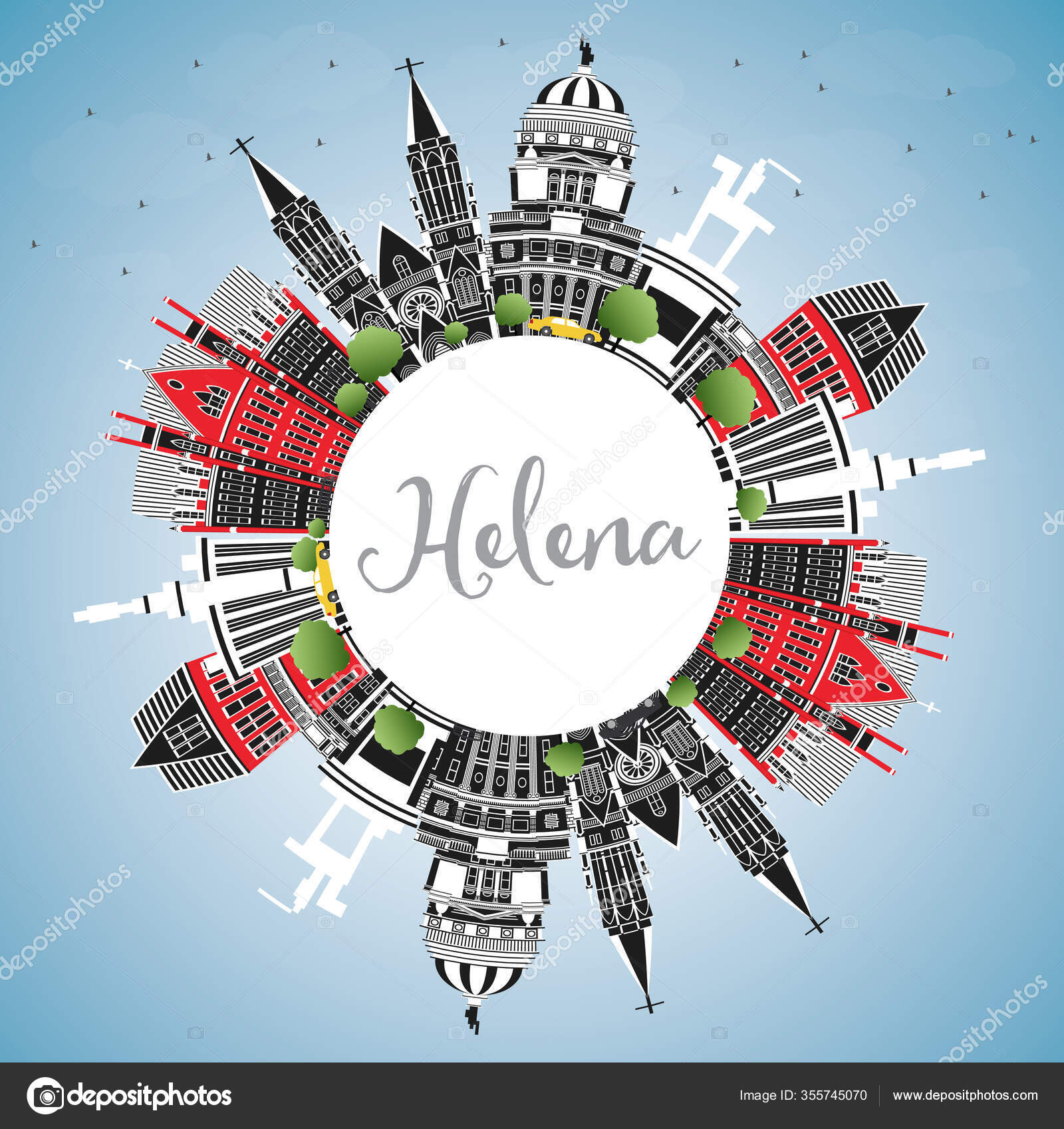 Helena Montana City Skyline Color Buildings Blue Sky Copy Space Stock ...