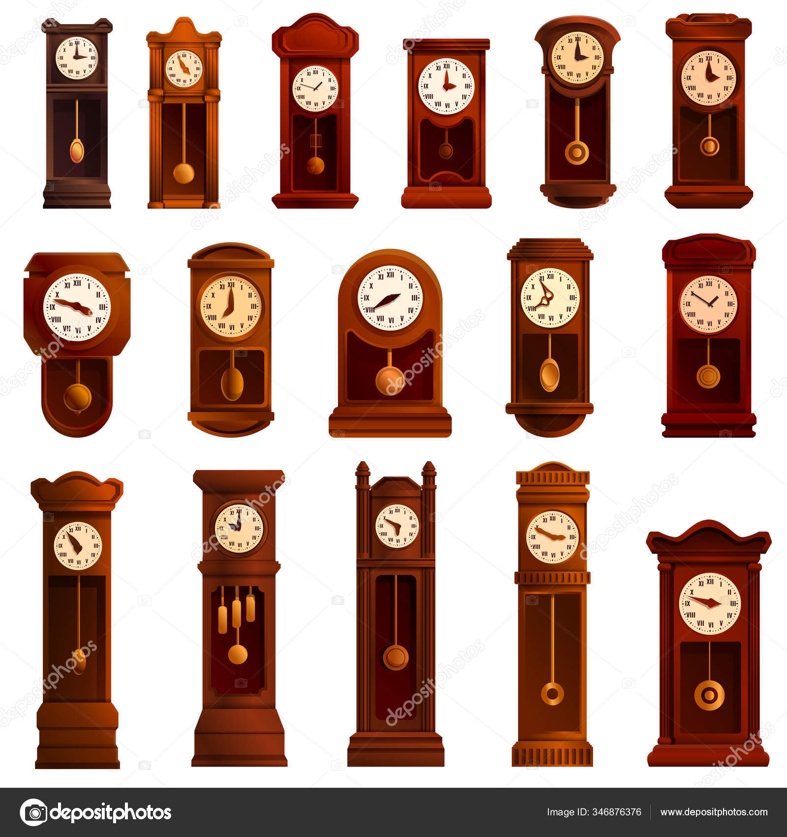 Pendulum clock icons set, cartoon style Stock Vector Image by ©Nsit0108 ...