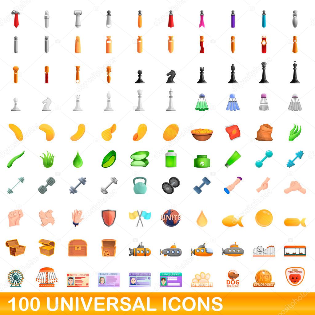 100 iconos universales, estilo de dibujos animados 2022