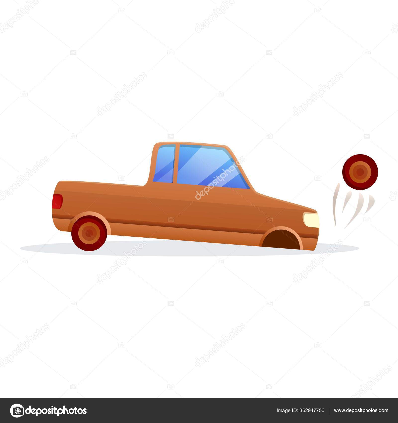 Icono de rueda de coche roto, estilo de dibujos animados Vector de ...
