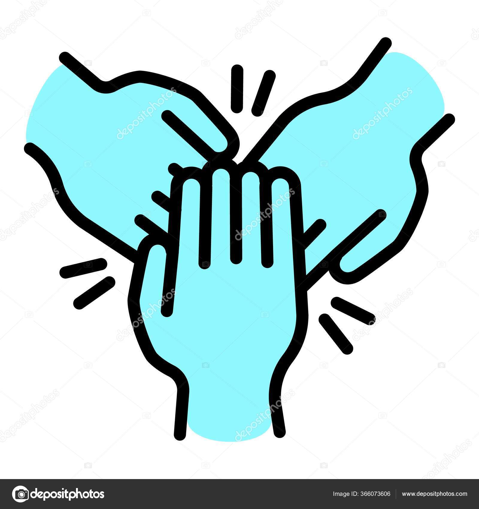 Cohesión trabajo en equipo manos icono, estilo de contorno vector ...