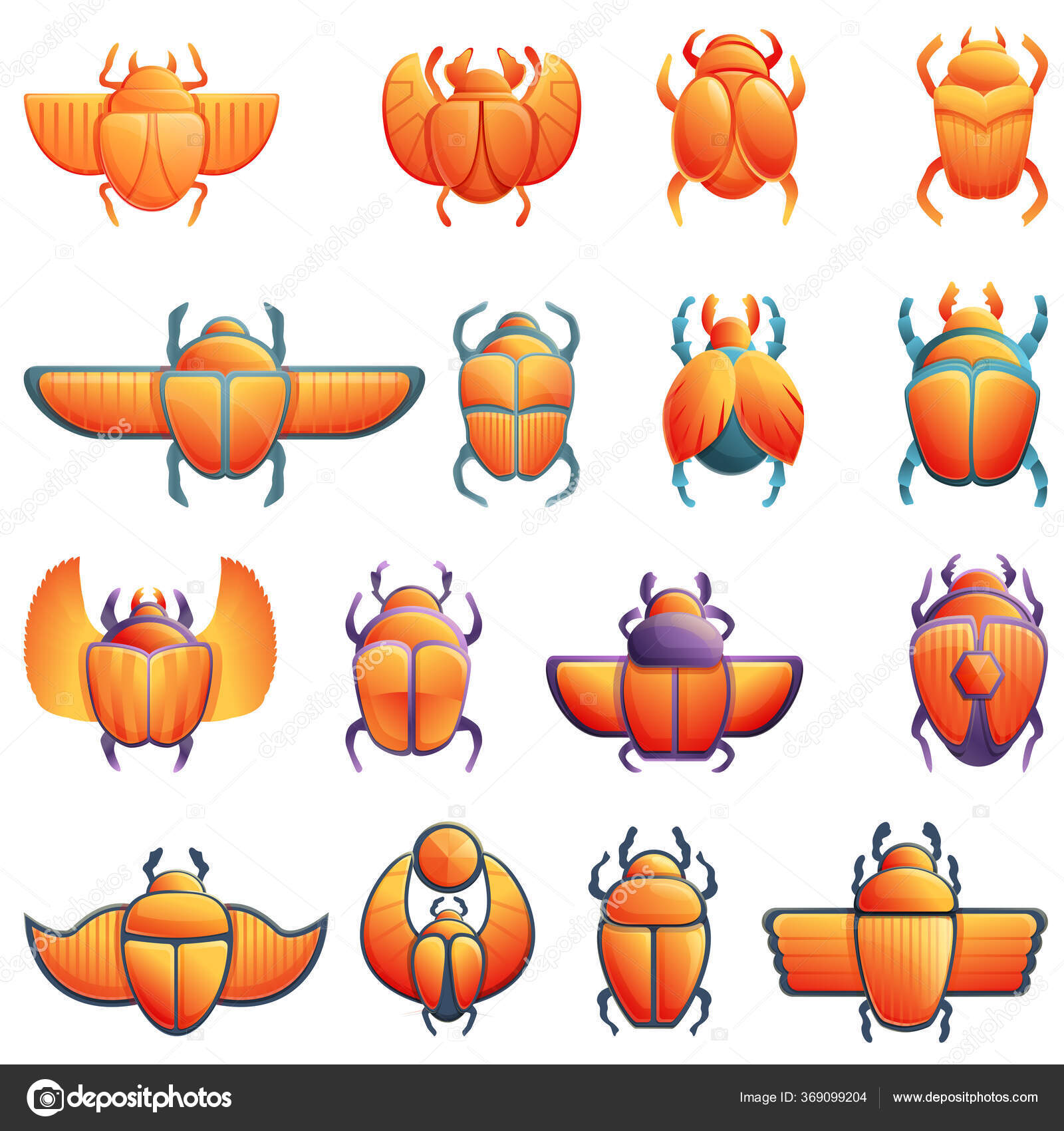 Scarab beetle icons set, cartoon style Stock Vector Image by ©Nsit0108 ...