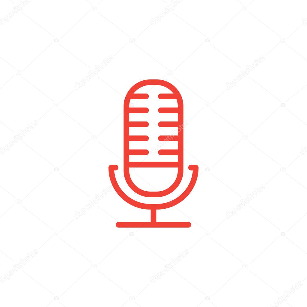 Línea de micrófono Icono rojo sobre fondo blanco. Ilustración de ...