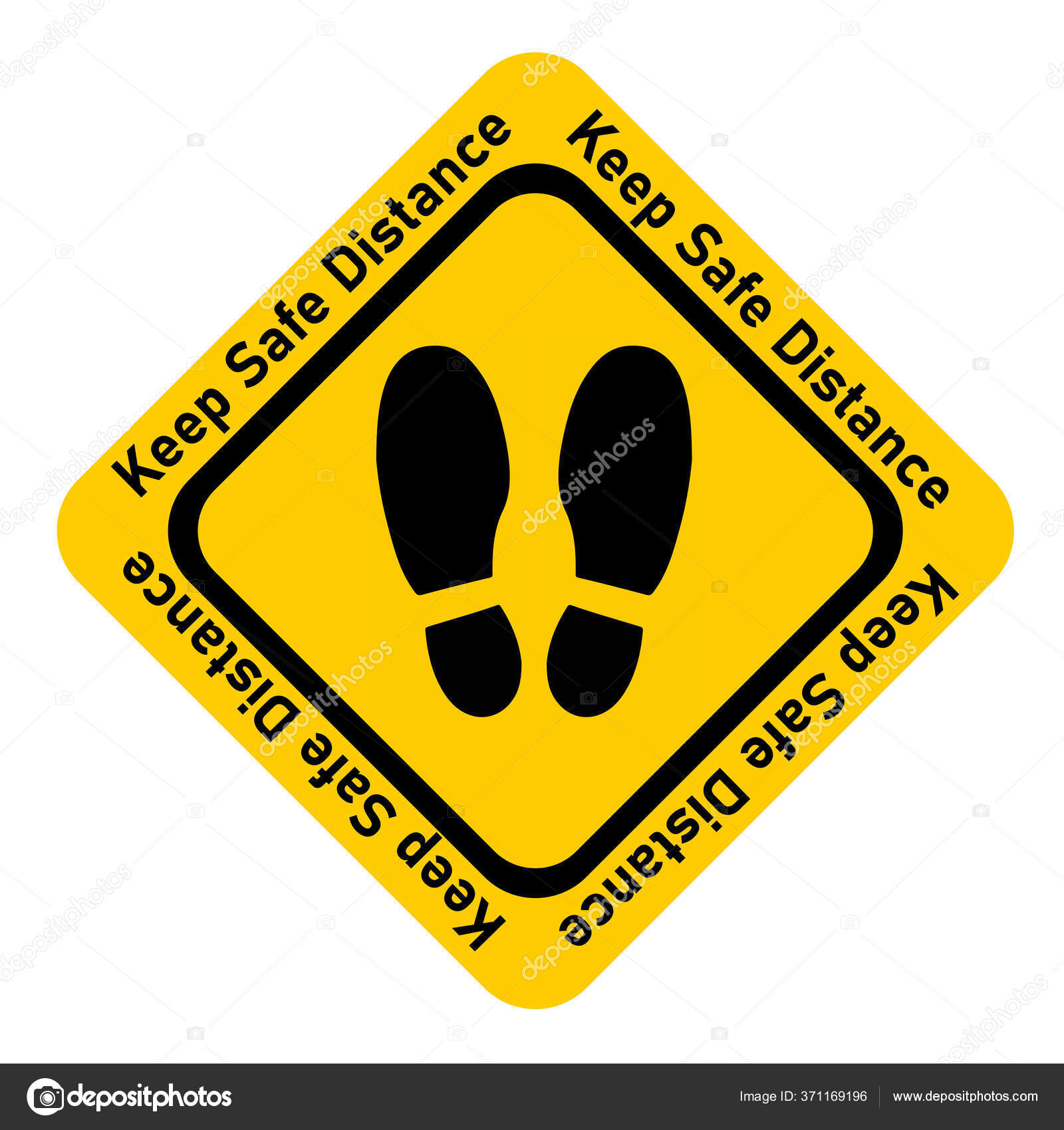 Foot Steps Keep Safe Distance Message Vector Illustration Stock Vector ...