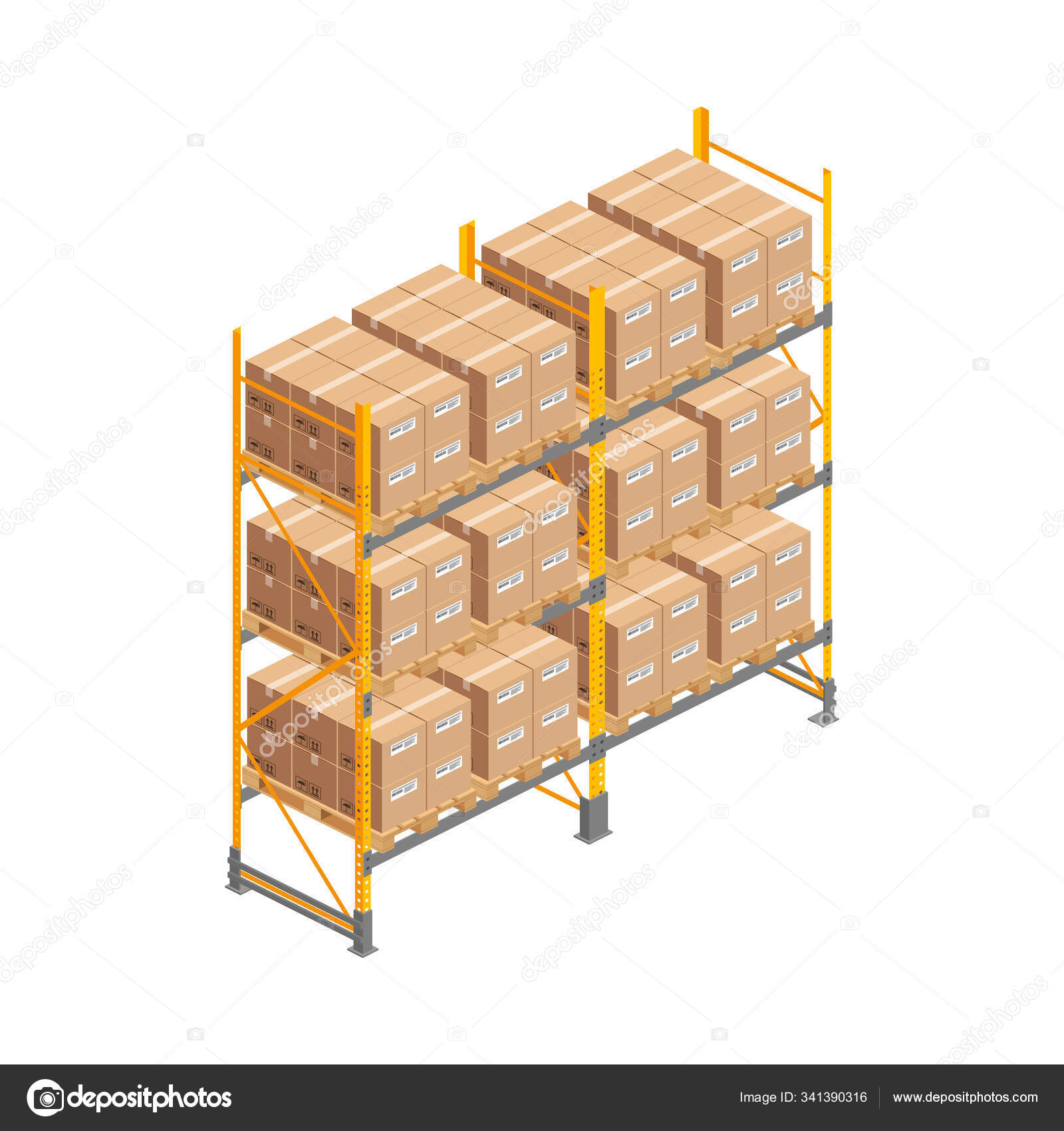 Big isometric warehouse rack with boxes Stock Vector Image by ©Ketmut ...