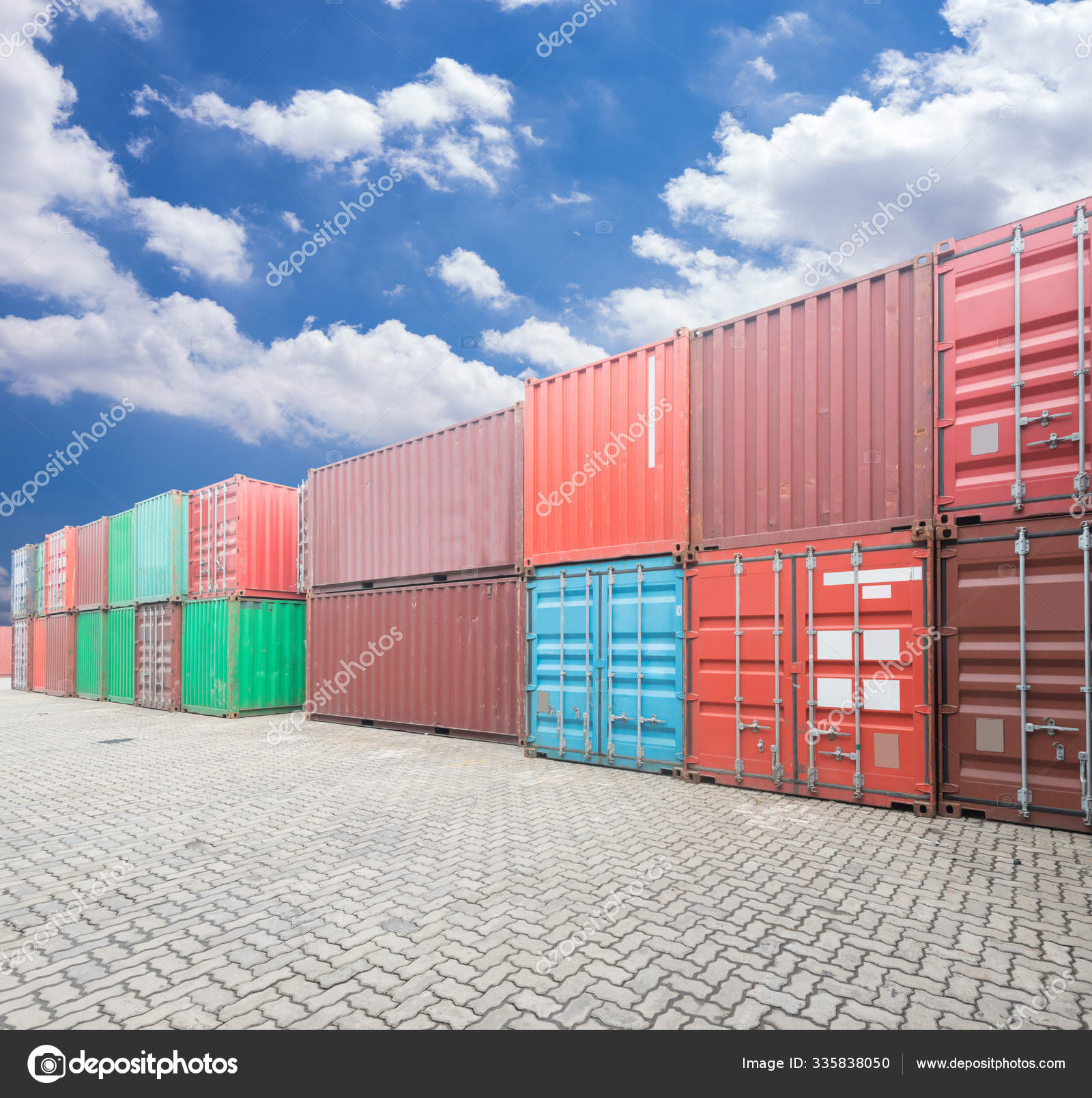 Stack of Cargo Containers at the docks — Stock Photo © gjp1991 #335838050