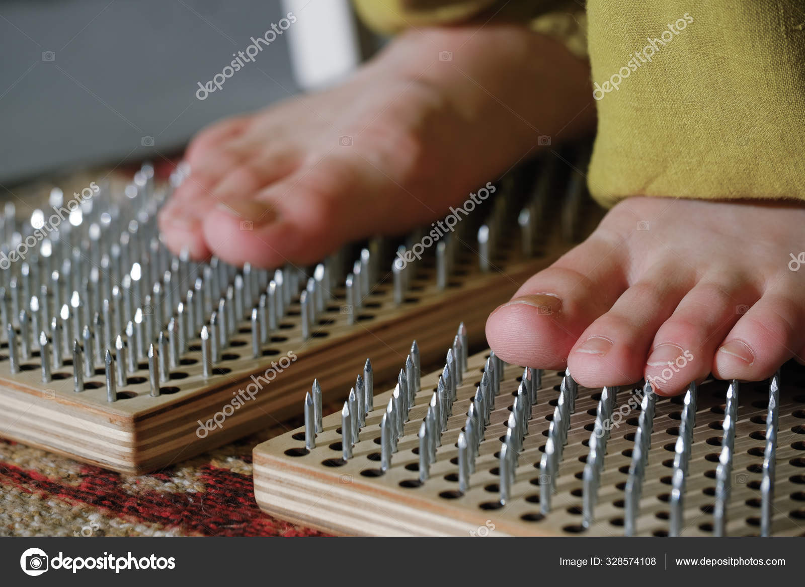Person Standing Sharp Metallic Needles Stock Photo by ©olegsamoylov ...