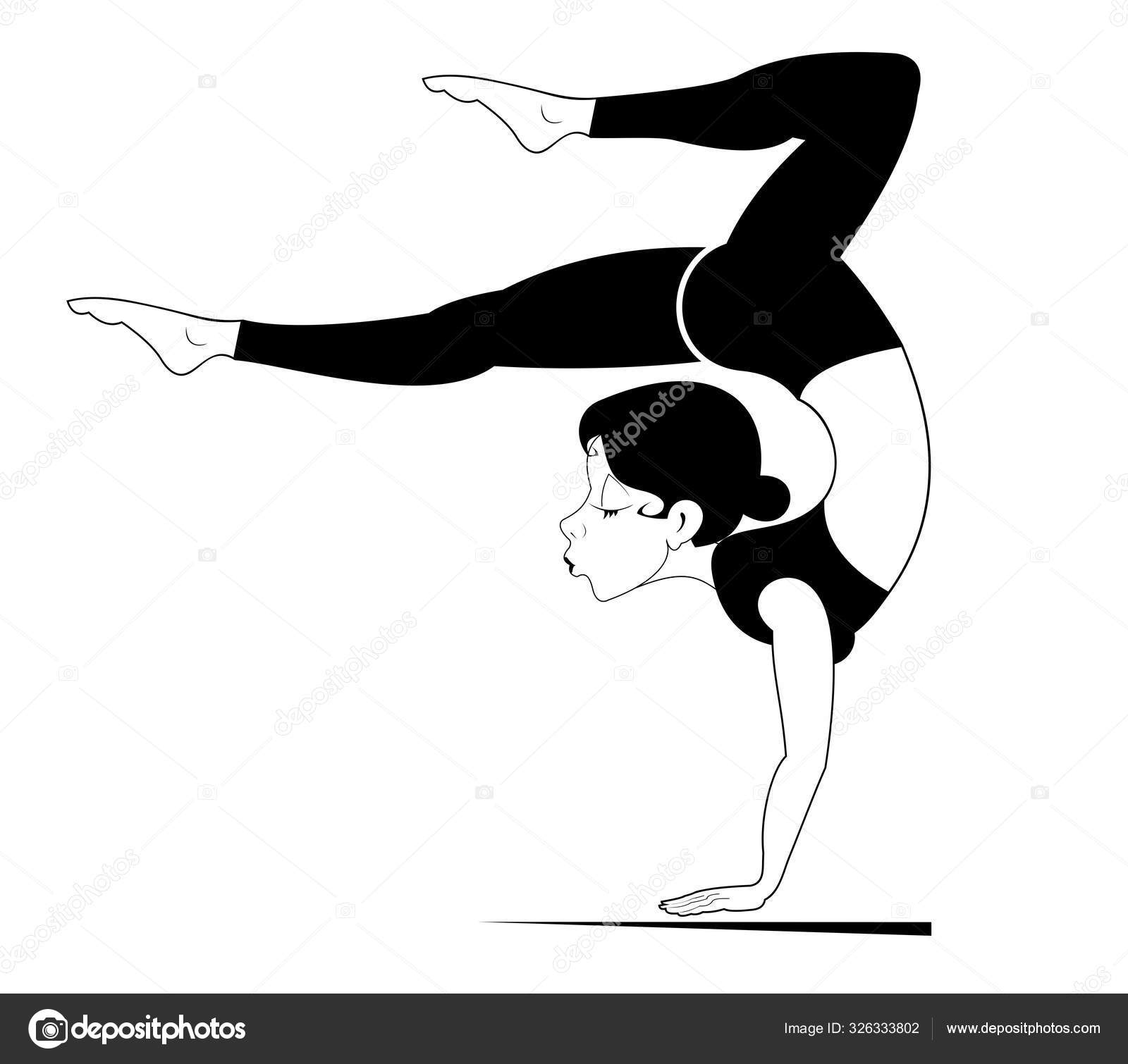 Young Woman Lithe Figure Doing Sport Yoga Exercises Illustration Young ...