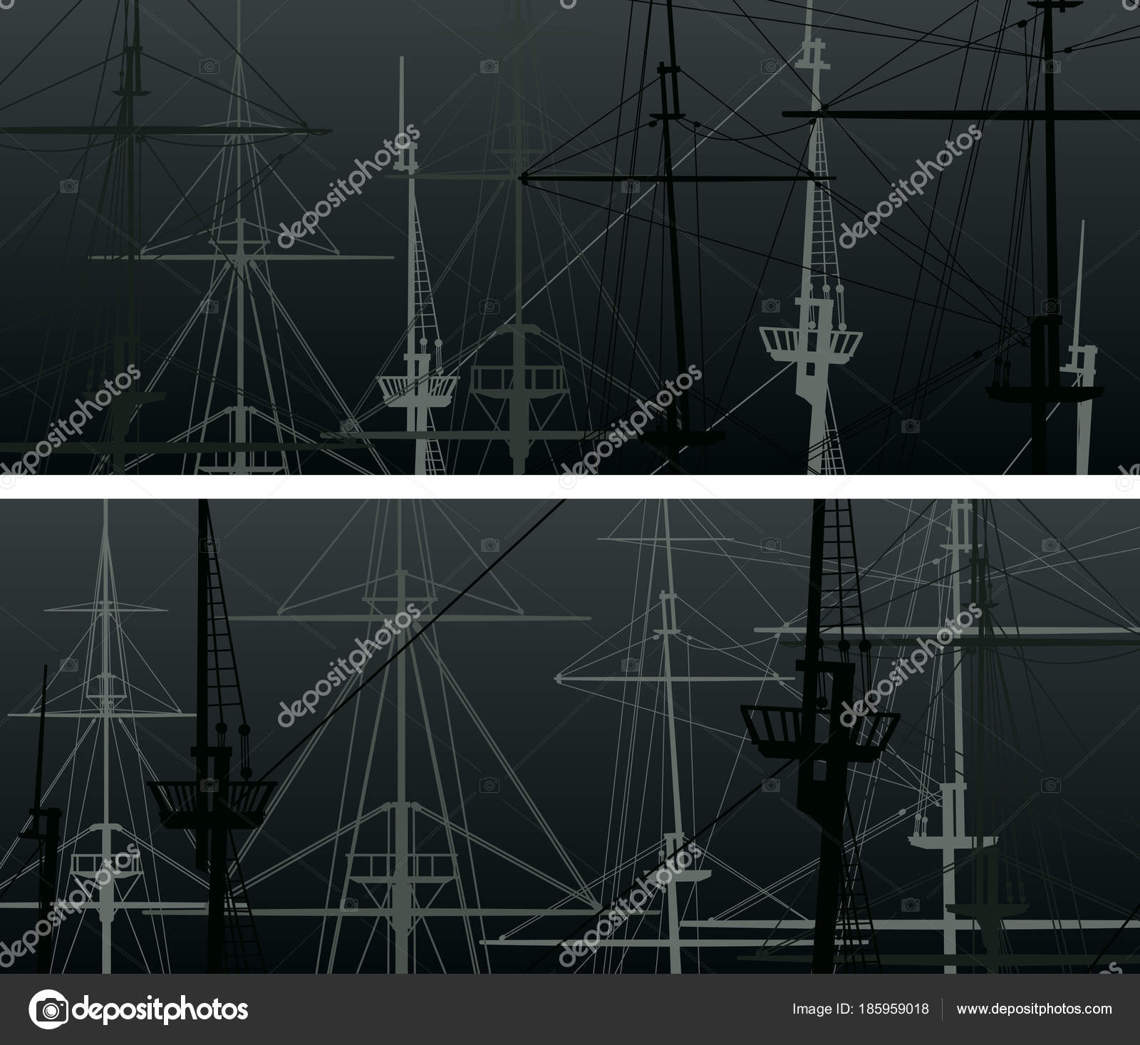 Horizontal vector banners of ship's masts and sailyards. Stock Vector ...