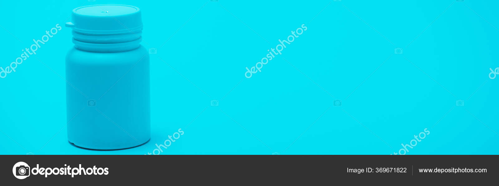 Horizontal Image White Container Pills Blue Background — Stock Photo ...