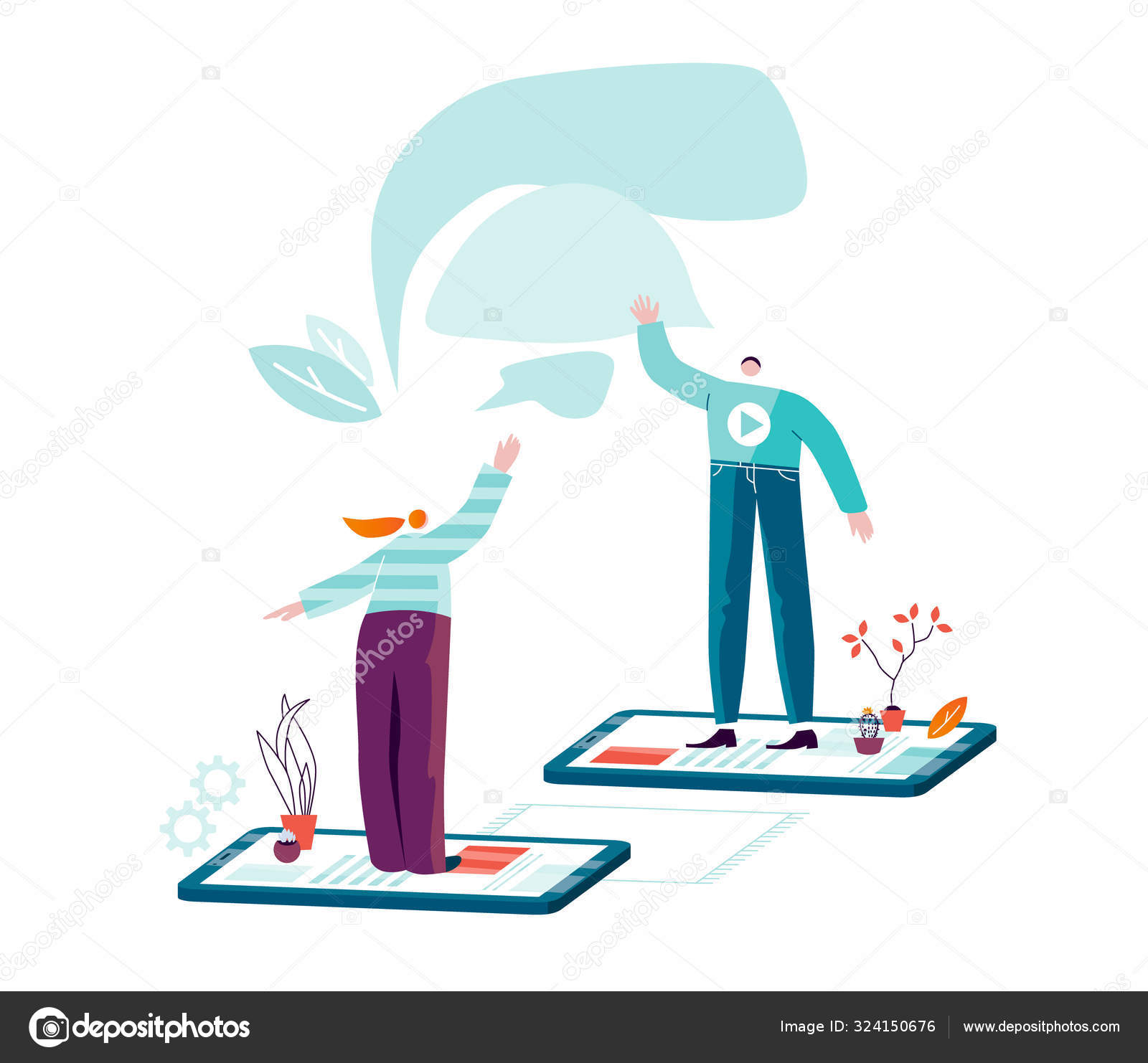 People communicate via messenger. Vector illustration EPS 10 isolated ...