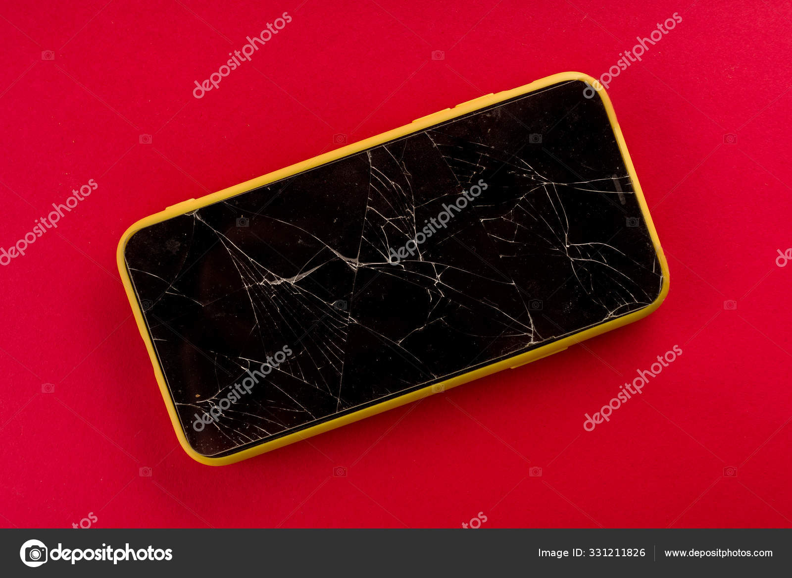 Smartphone with broken screen on red background — Stock Photo © unomay ...