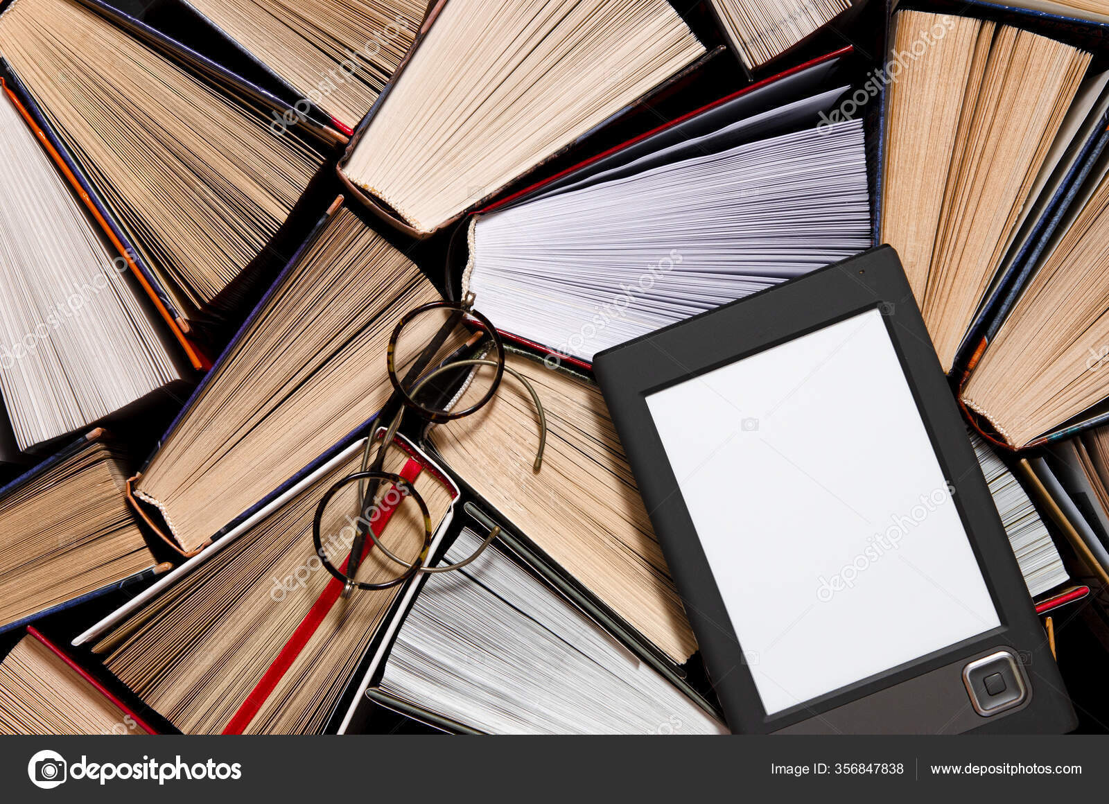Book White Screen Lies Open Multi Colored Books Lie Dark Stock Photo by ...