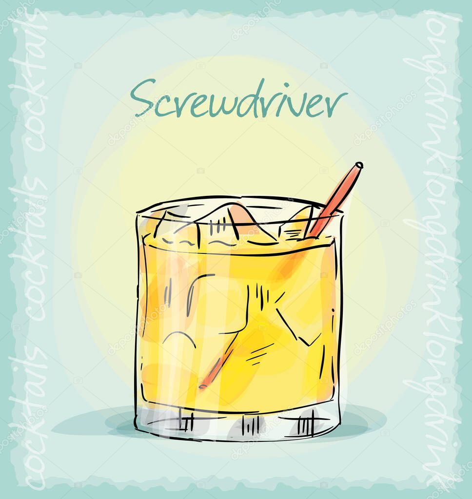 ilustraci n del bosquejo del vector del c ctel del destornillador 2024