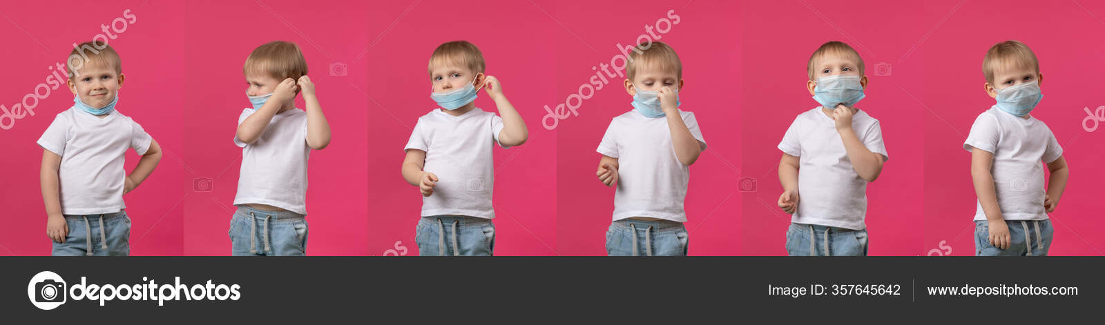 Step Step Guide How Put Medical Mask Protect Coronavirus Steps — Stock ...