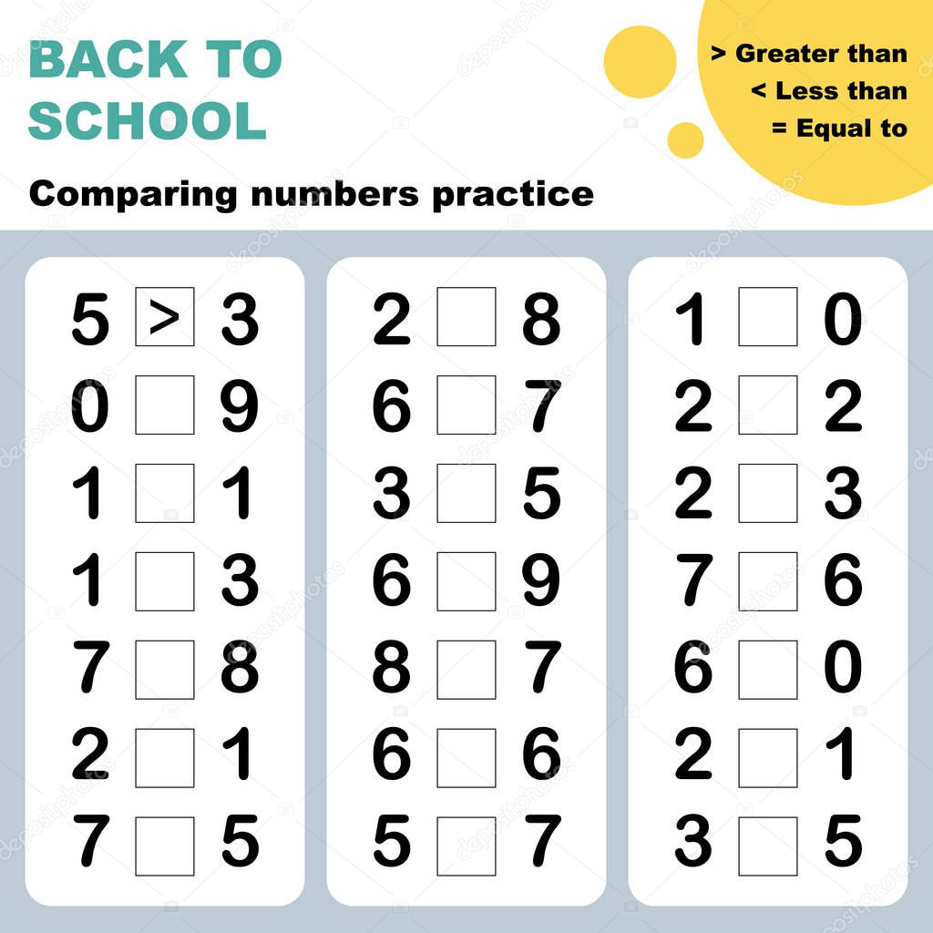 Comparación de números hoja de trabajo. Hoja de trabajo fácil, para ...