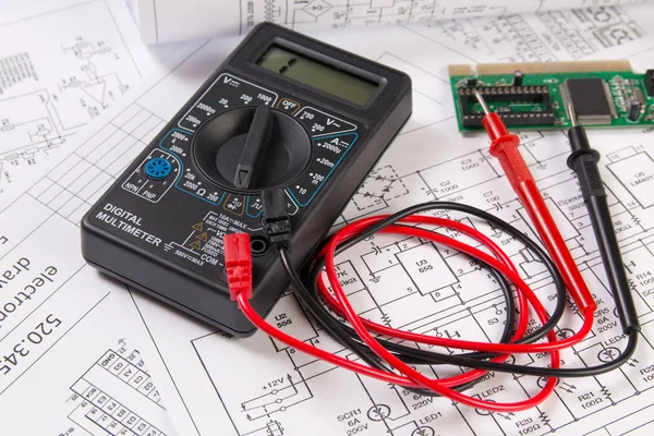 Electrical Engineering Drawings Digital Multimeter Stock Photo by ...