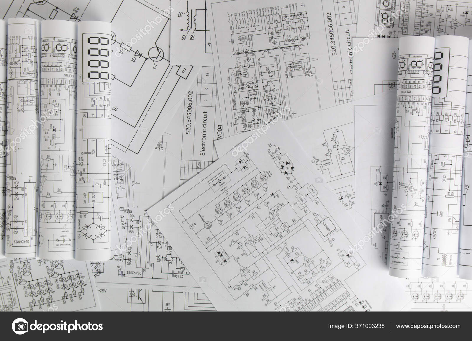 Electronics Engineering Printed Drawings Electrical Circuits Stock ...