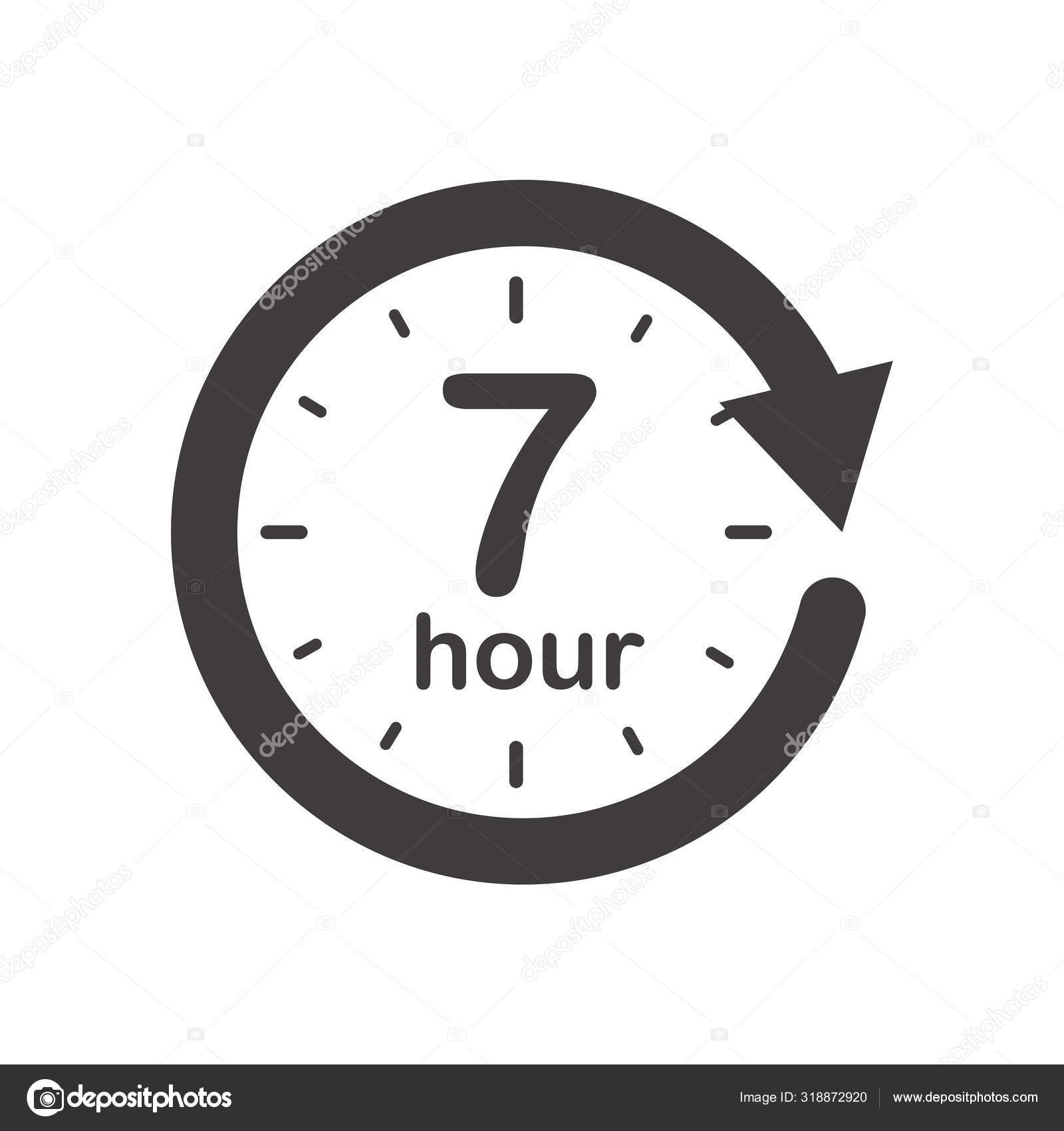 Seven Hours Icon Arrow Black White Vector Symbol Stock Vector by ...